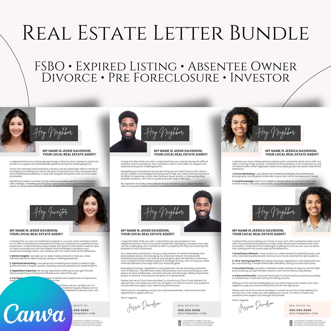 Real Estate Marketing Letter Bundle, Realtor Letters, Real Estate ...