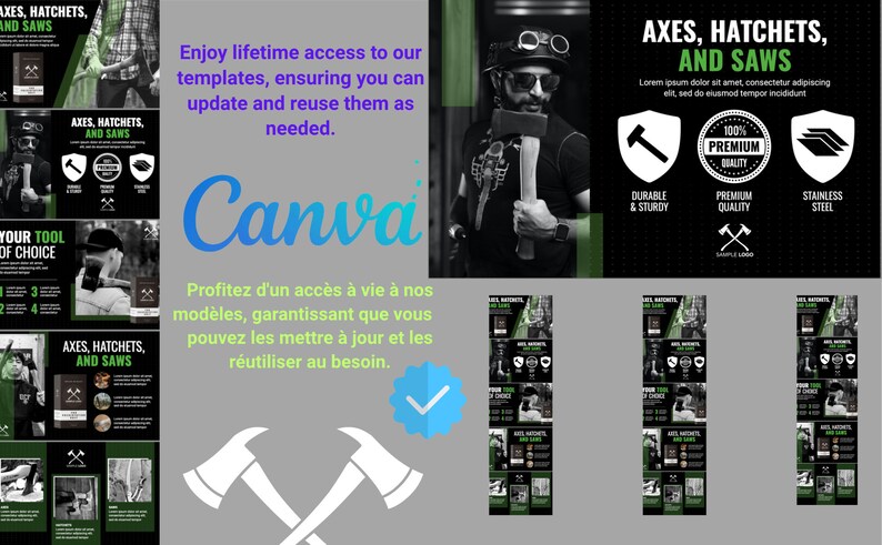 Scandinavian Axe Template, Forest Axe Design, Editable Canva Templates ...