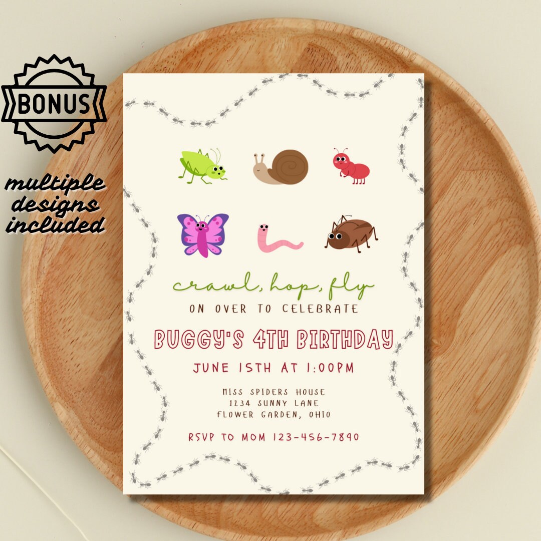 EDITABLE Bug Birthday Party Invitation Bugs Birthday Party Theme ...