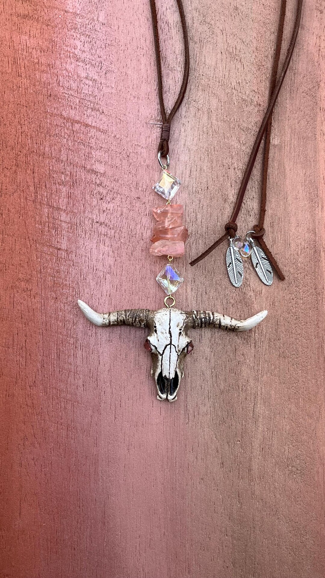 Cow Skull Car Charm. Crystal Longhorn Cattle Truck Ornament. Cowgirl ...