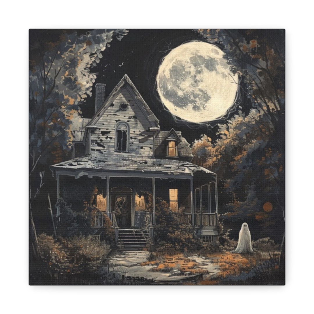 Vintage Haunted House Canvas Gallery Wraps - Etsy