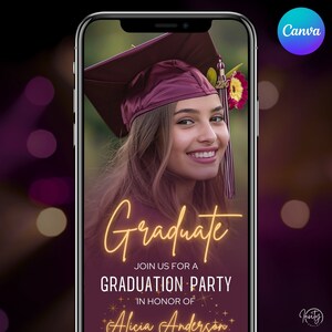 2024 Graduation Invitation, Maroon Graduation Invite Template, Save the ...