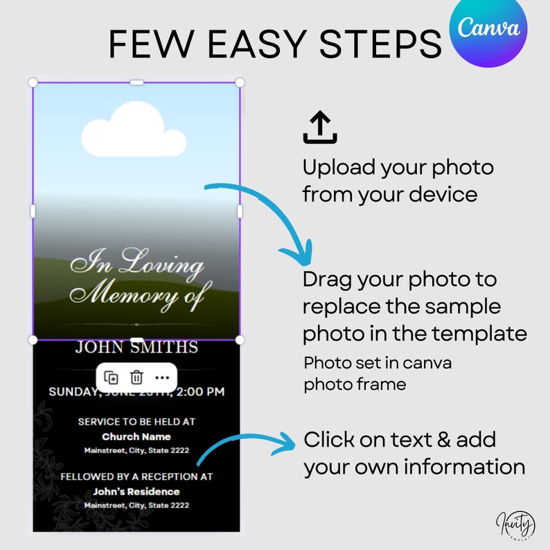 Funeral Animated Invitation Canva Template With Photo, in Loving Memory ...