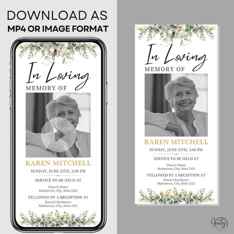 Editable Funeral Invitation Template, Animated Funeral Announcement ...