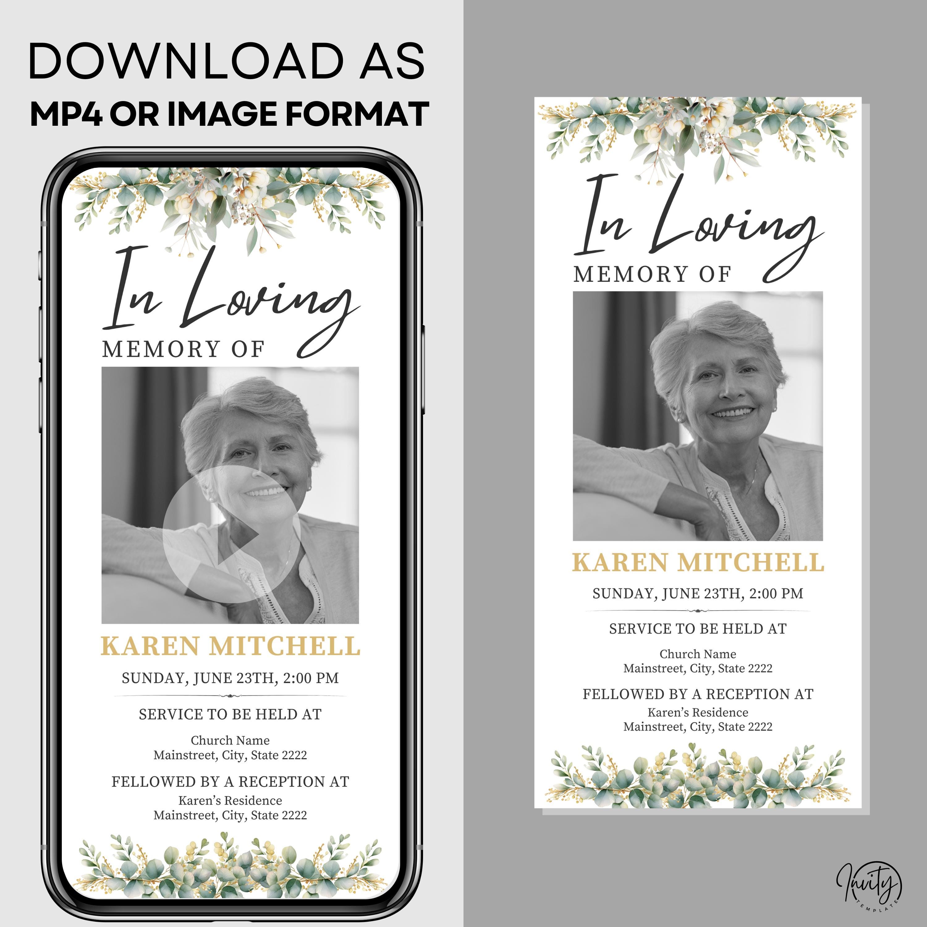 Editable Funeral Invitation Template, Animated Funeral Announcement ...