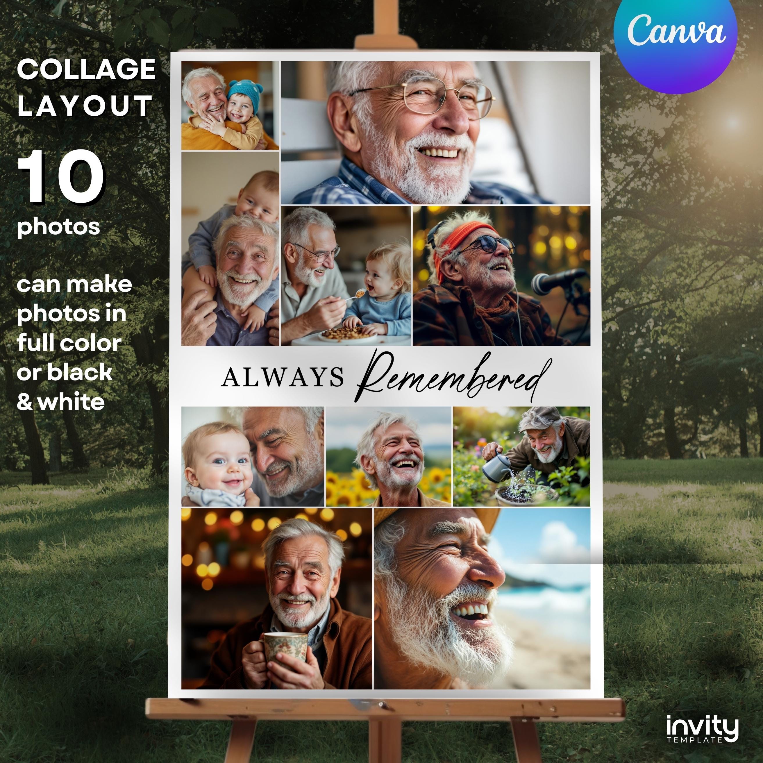 Funeral Photo Collage Template: Celebration of Life, Memorial Sign ...