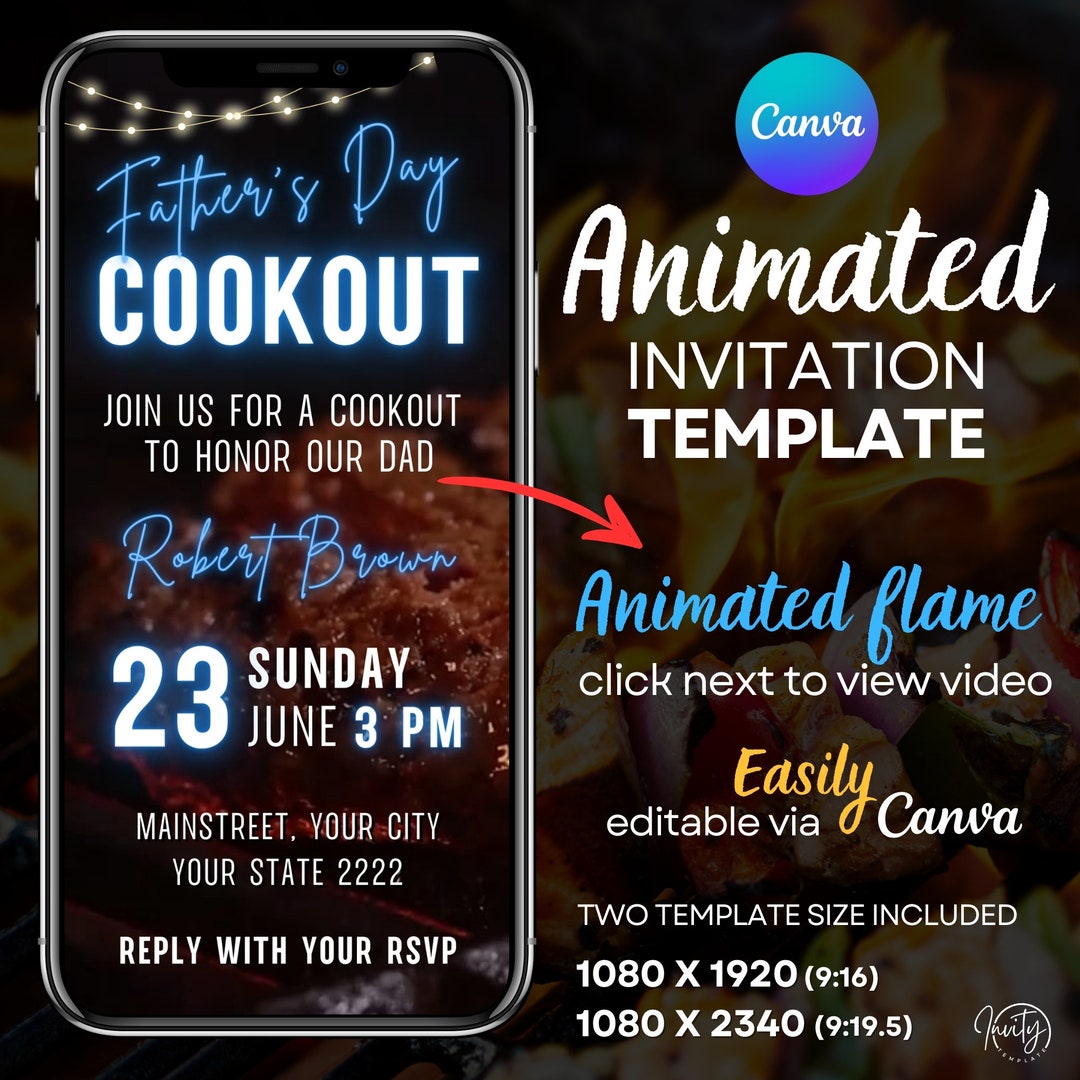 Father's Day Cookout Invitation, Animated Father's Day Evite, BBQ Chill ...
