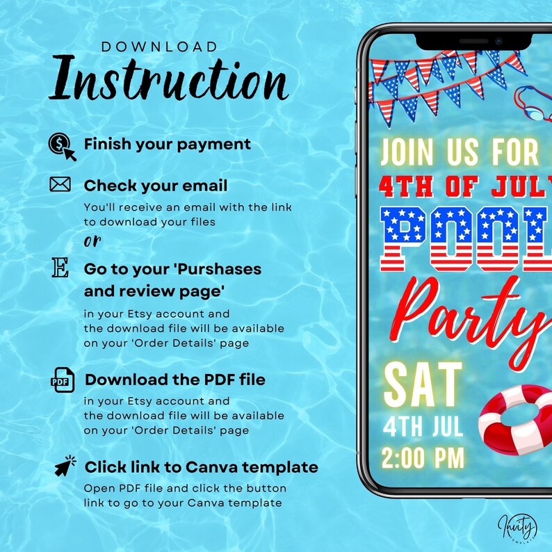 Pool Party 4th of July Invitation, Canva 4th of July Video Invitation ...
