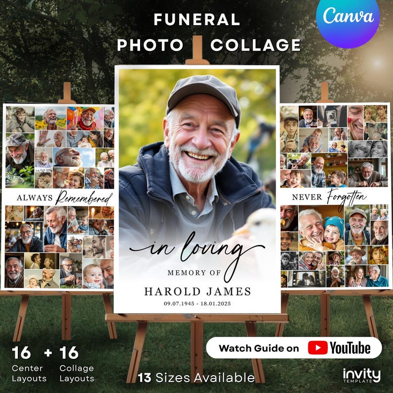Funeral Photo Collage Template: Celebration of Life Memorial (canva ...