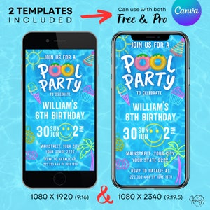 Pool Party Animated Invitation: Summer Birthday Evite (digital Download ...