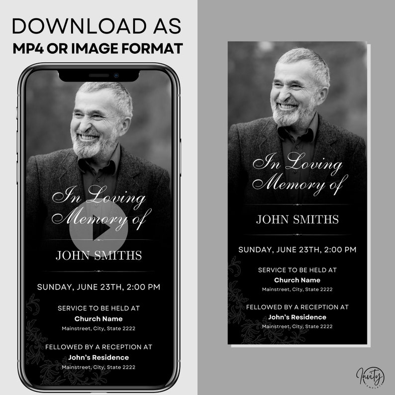 Funeral Animated Invitation Canva Template With Photo, in Loving Memory ...
