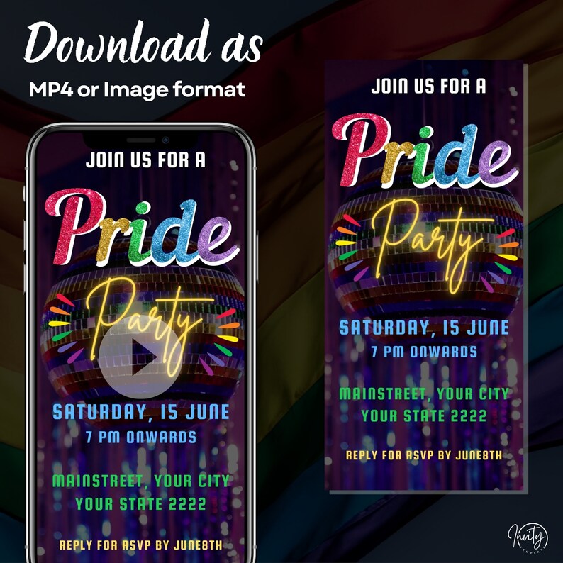 Pride Party Animated Invitation Template, Pride Invite Canva Template ...