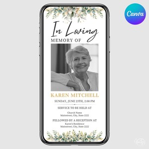 Editable Funeral Invitation Template, Animated Funeral Announcement ...