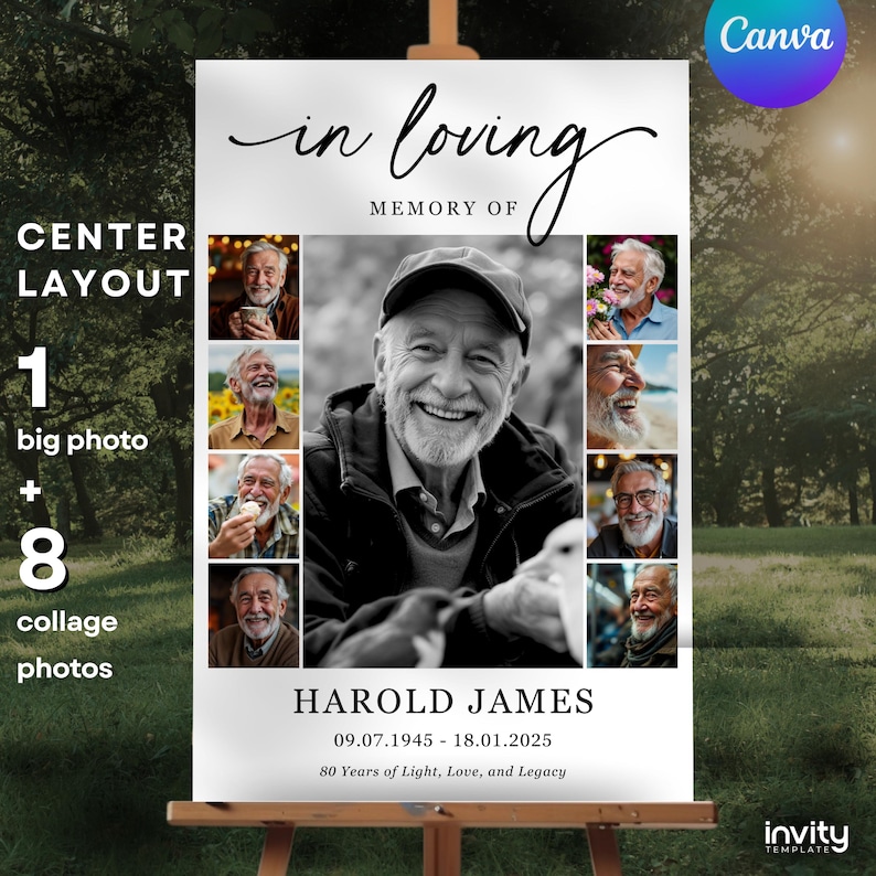 Funeral Photo Collage, in Loving Memory Memorial Sign Board, Funeral ...