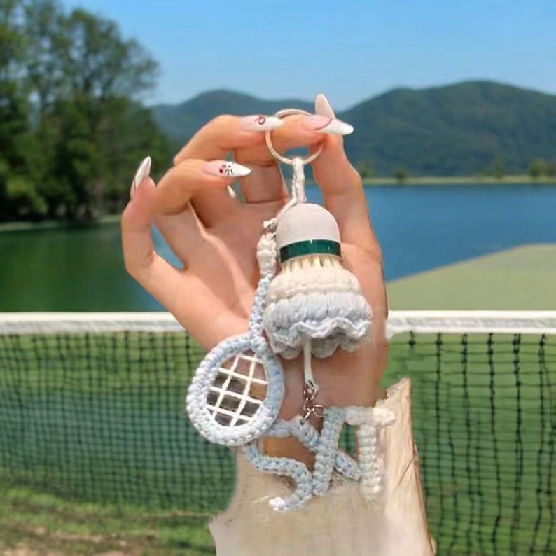 Custom Handmade Crochet Badminton Keychain | Personalized Sports Gift ...