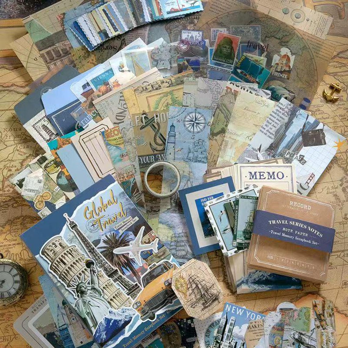 Travel Theme Scrapbook Set – Travel Journal & Memory Kit for ...