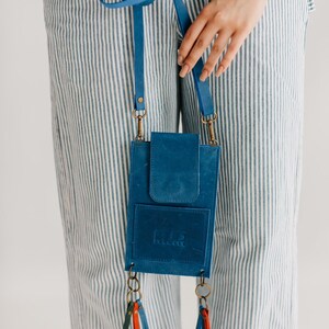 Blue Leather Crossbody, Crossbody Wallet Purse, Crossbody Wallet for ...