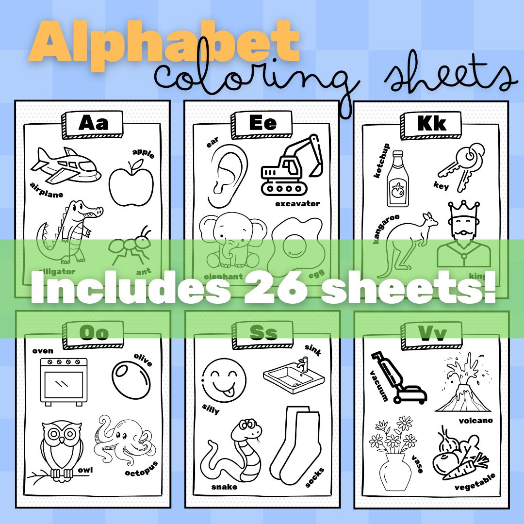 Alphabet Coloring Sheets - Etsy