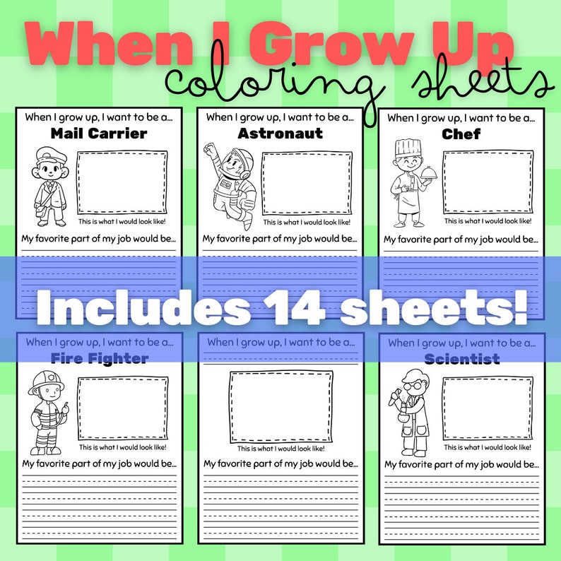 When I Grow up Coloring Sheets - Etsy