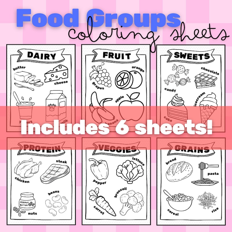 Food Groups Coloring Sheets - Etsy