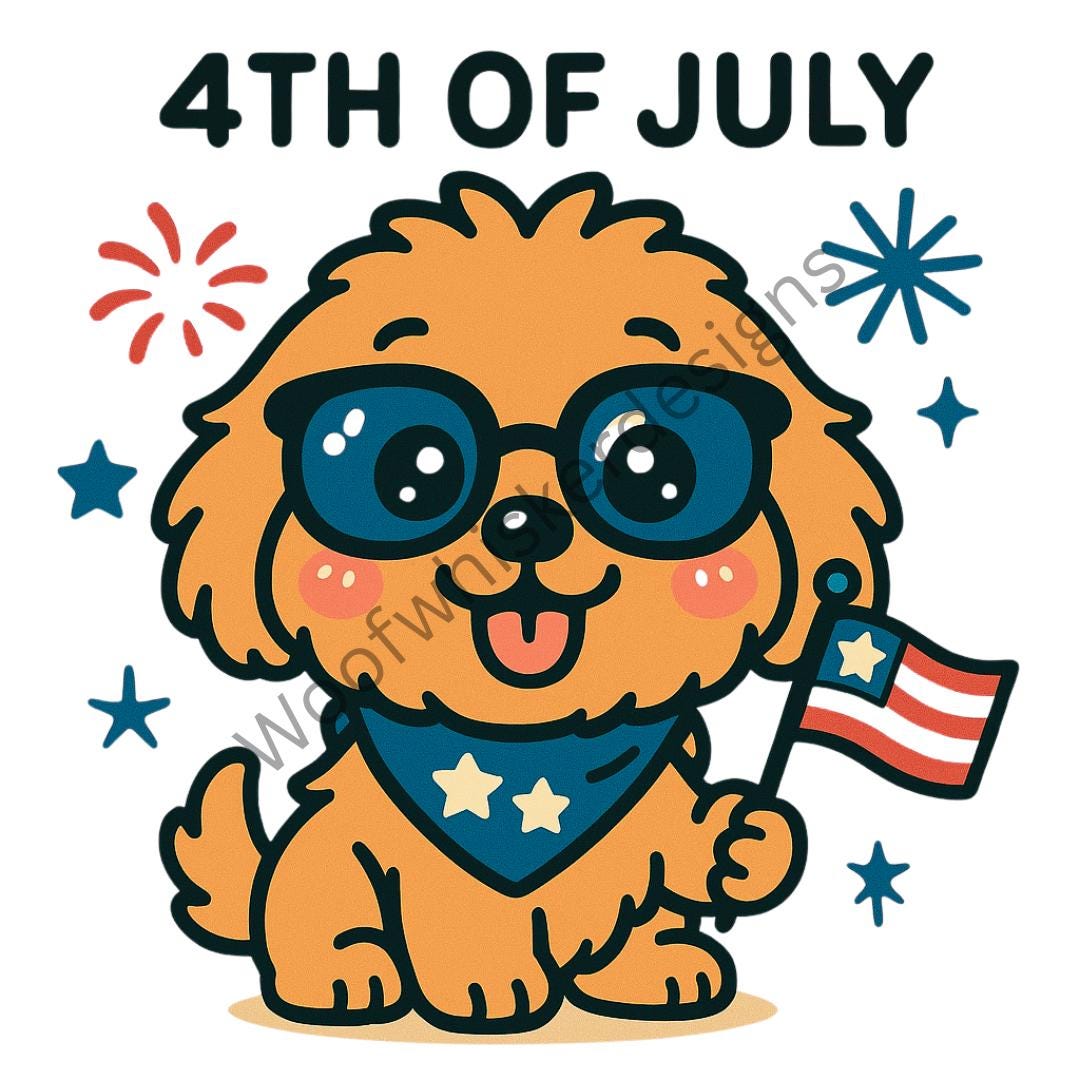 Patriotic Labradoodle Puppy SVG | 4th of July Goldendoodle Clipart ...