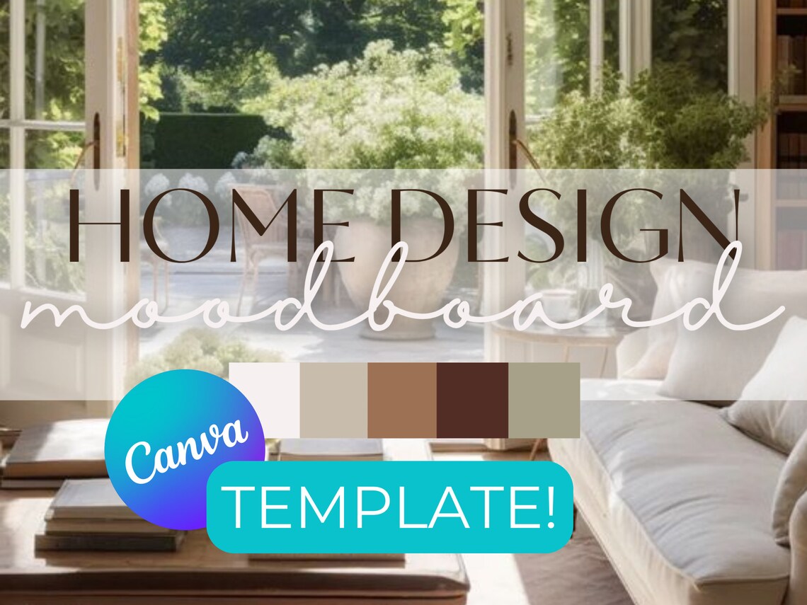 Home & Interior Design Mood Board Canva Template / Creation Kit ...