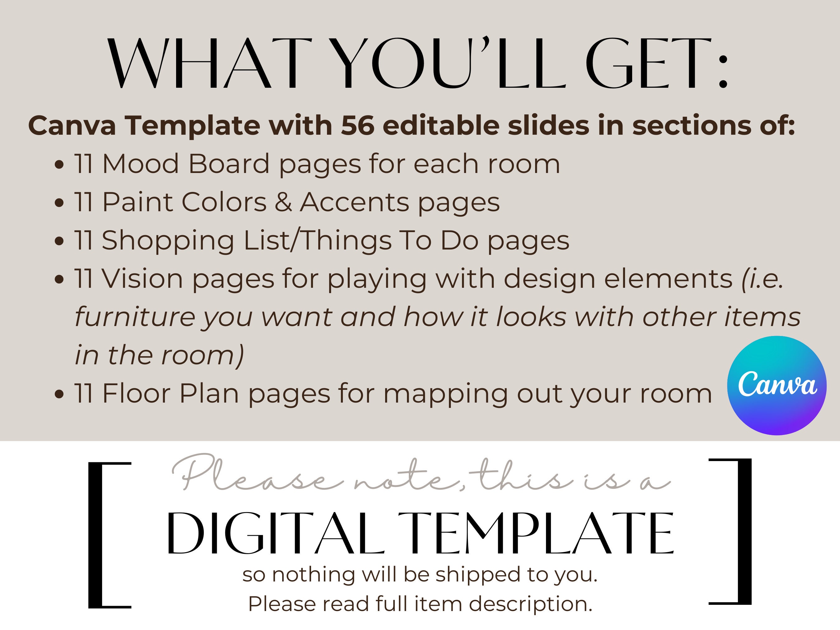 Home & Interior Design Mood Board Canva Template / Creation Kit ...