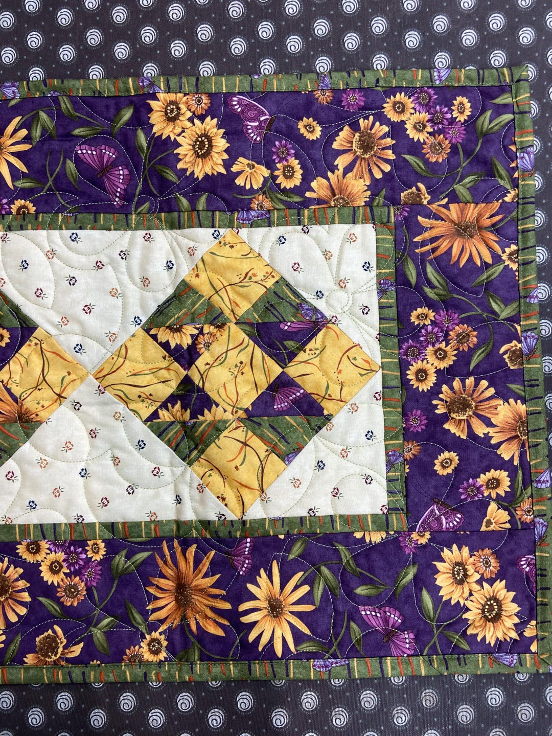 Fall Sunflower and Butterfly Table Runner, Scrap Happy by Pieced Tree ...