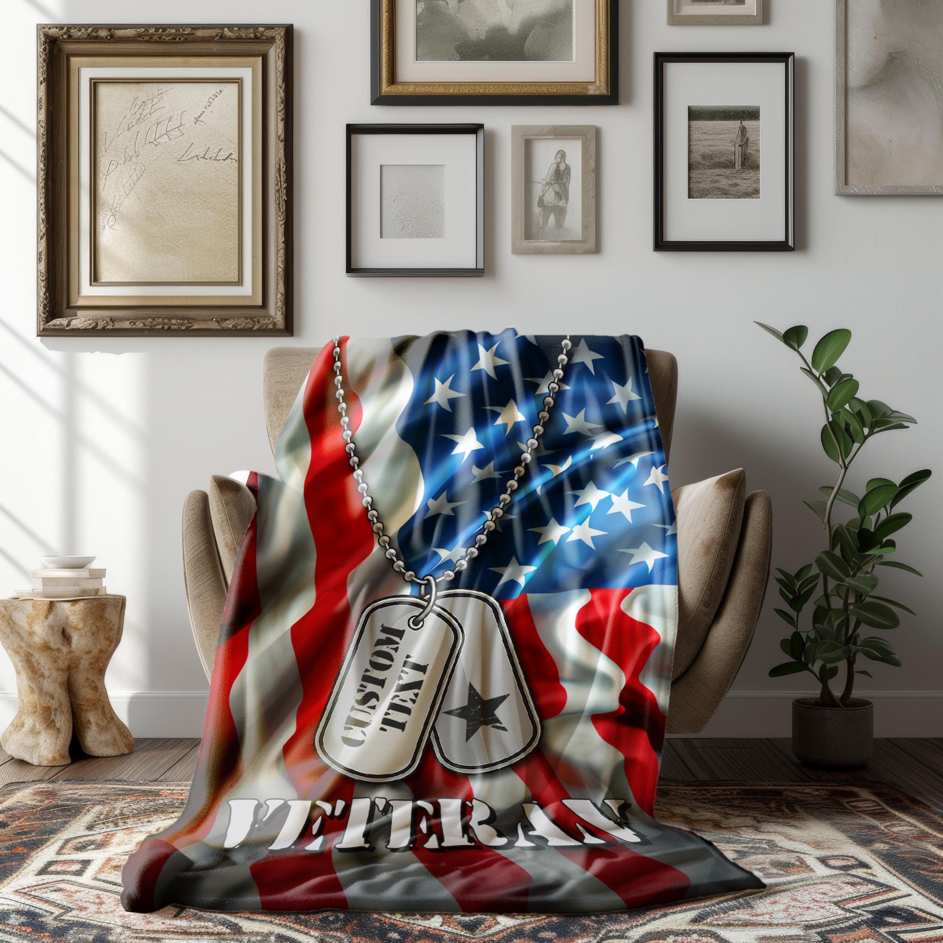 Personalized Veteran Blanket, Fathers Day Gift Blanket, Custom Military ...