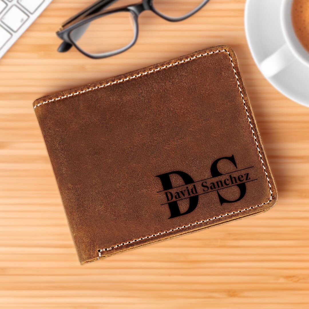 Personalized Crazy Horse Leather Wallet, Engraved Bifold Wallet - Etsy