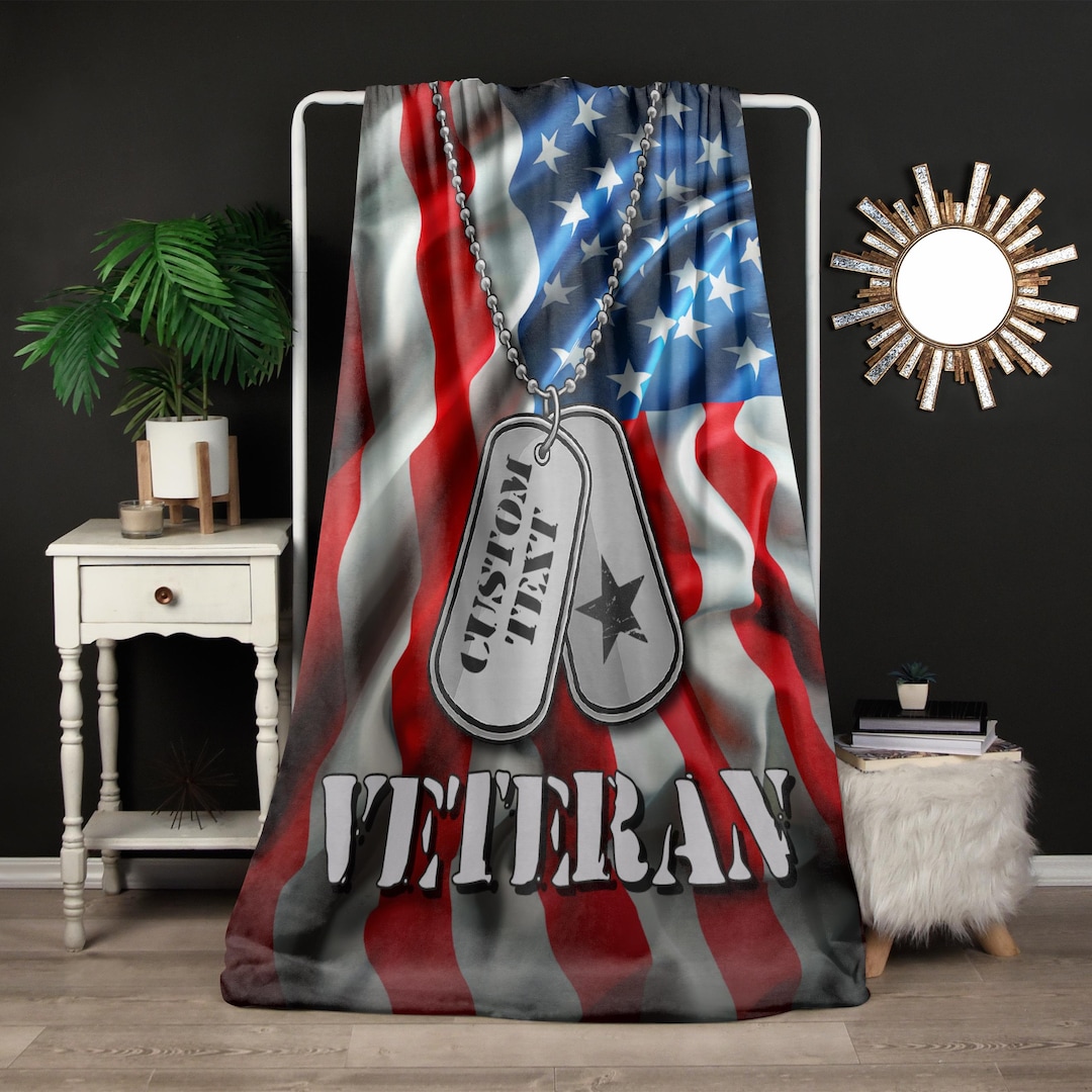 Personalized Veteran Blanket, Fathers Day Gift Blanket, Custom Military ...
