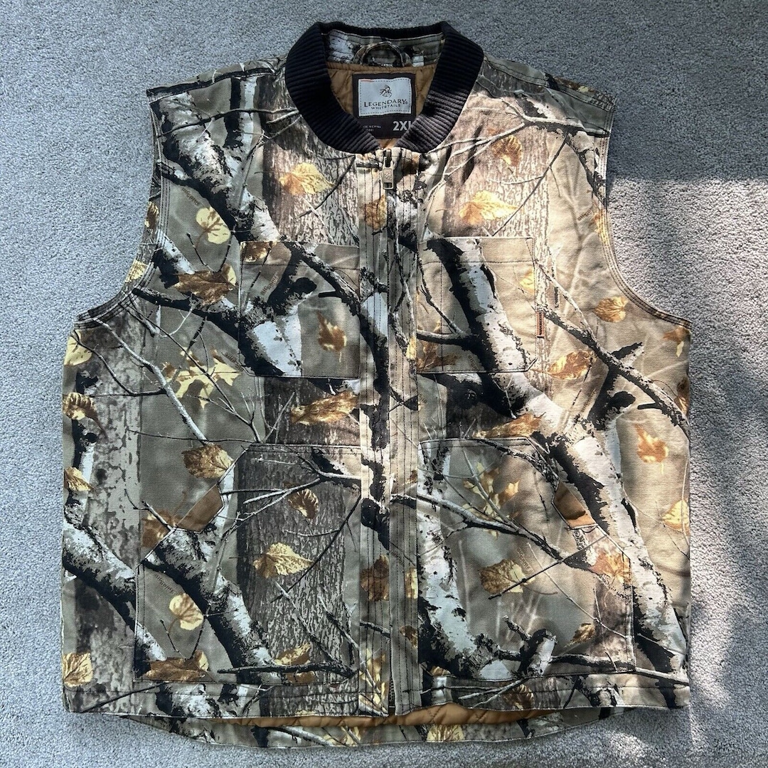 Legendary Whitetails Camo Vest Adult XXL Full Zip Canvas Camouflage ...