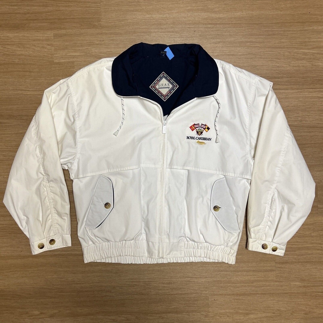 Vintage Royal Caribbean Jacket Mens Medium Gear for Sport W/ Pin White ...