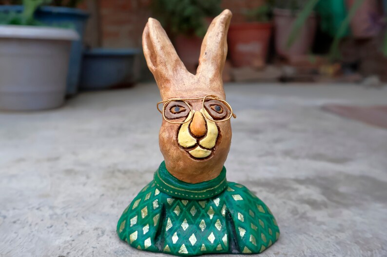 Ceramic Rabbit Modeled With Oaxacan Clay, Hand Modeled, Acrylic by ...