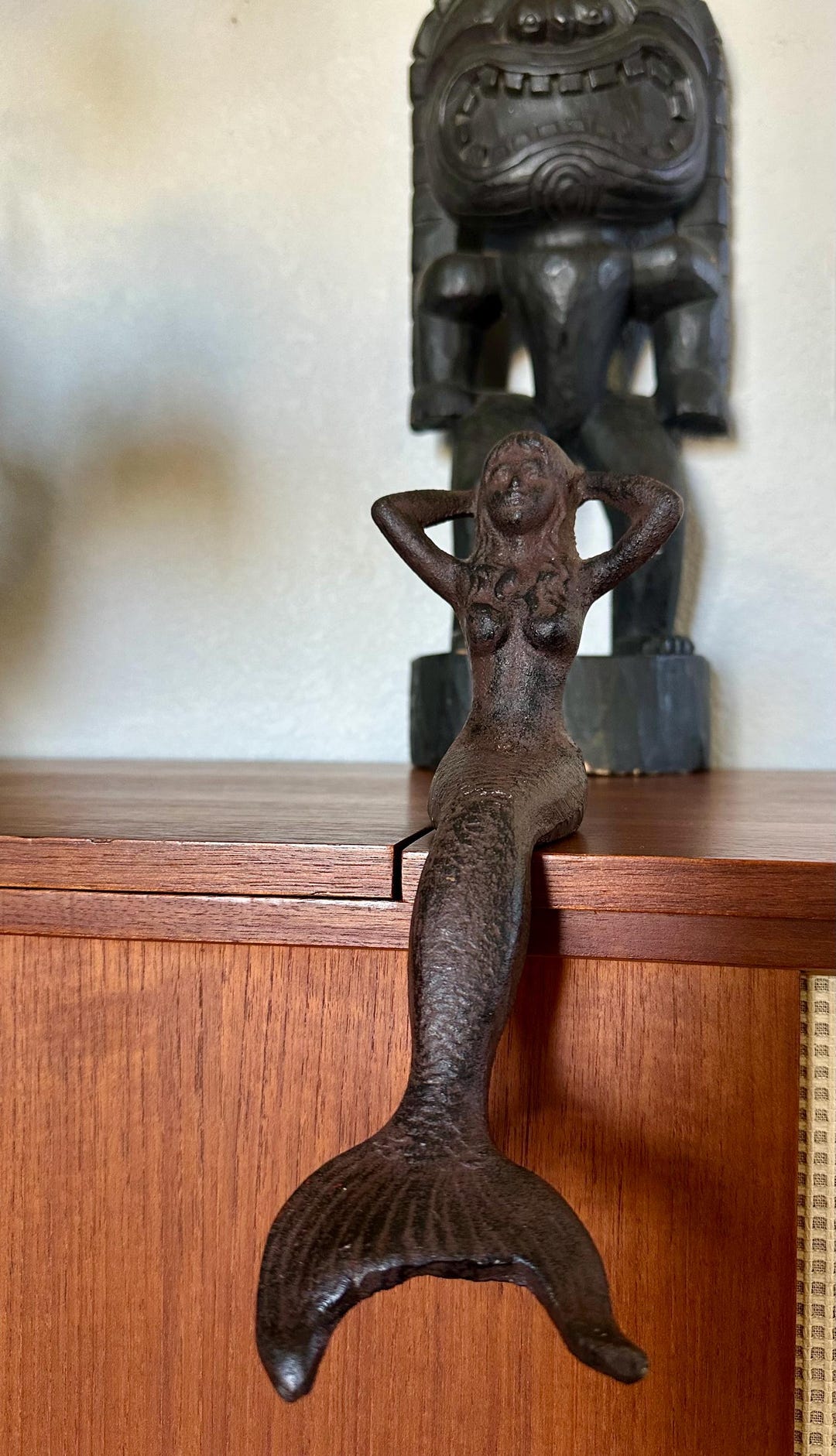 Vintage Cast Iron Ledge Sitting Mermaid - Etsy