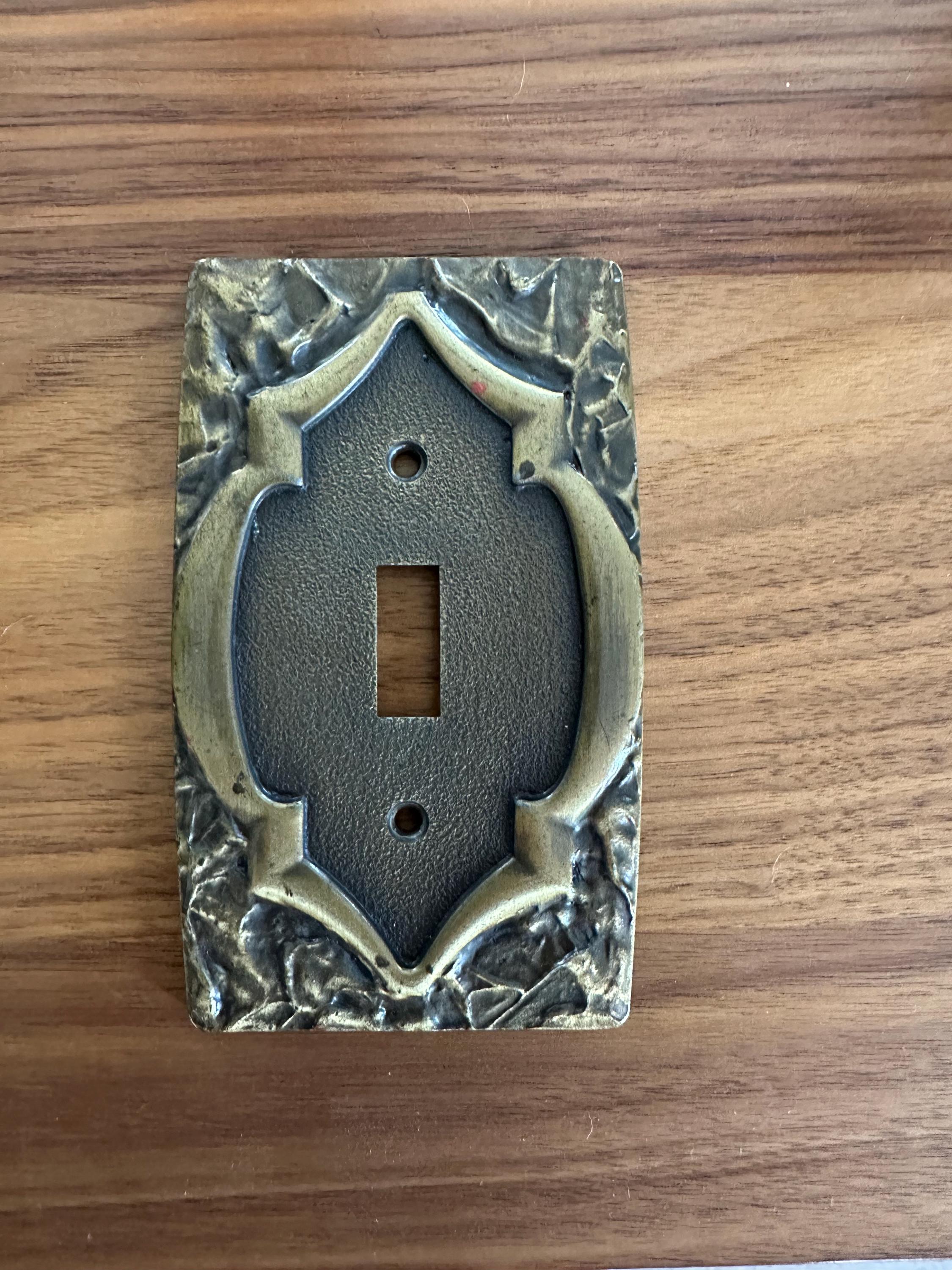 Vintage 60s 70s Amerock Antique Brass House Light Switch Plate Outlet ...
