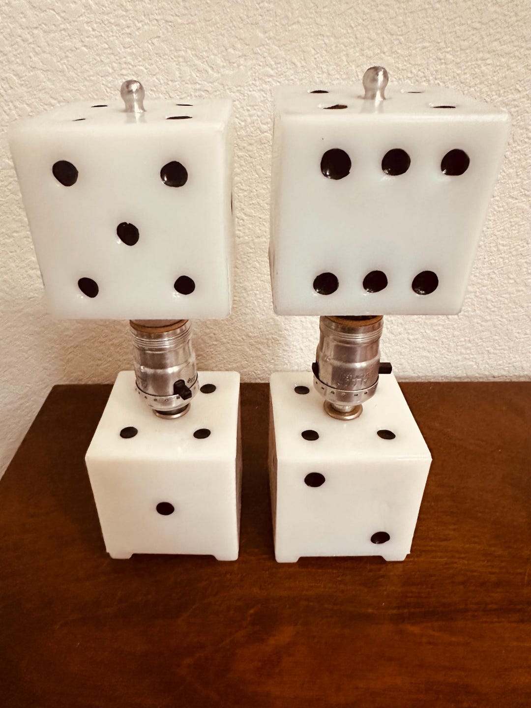 Vintage 1930s Art Deco Milk Glass Novelty Dice Lamp by Houze Glass Co ...