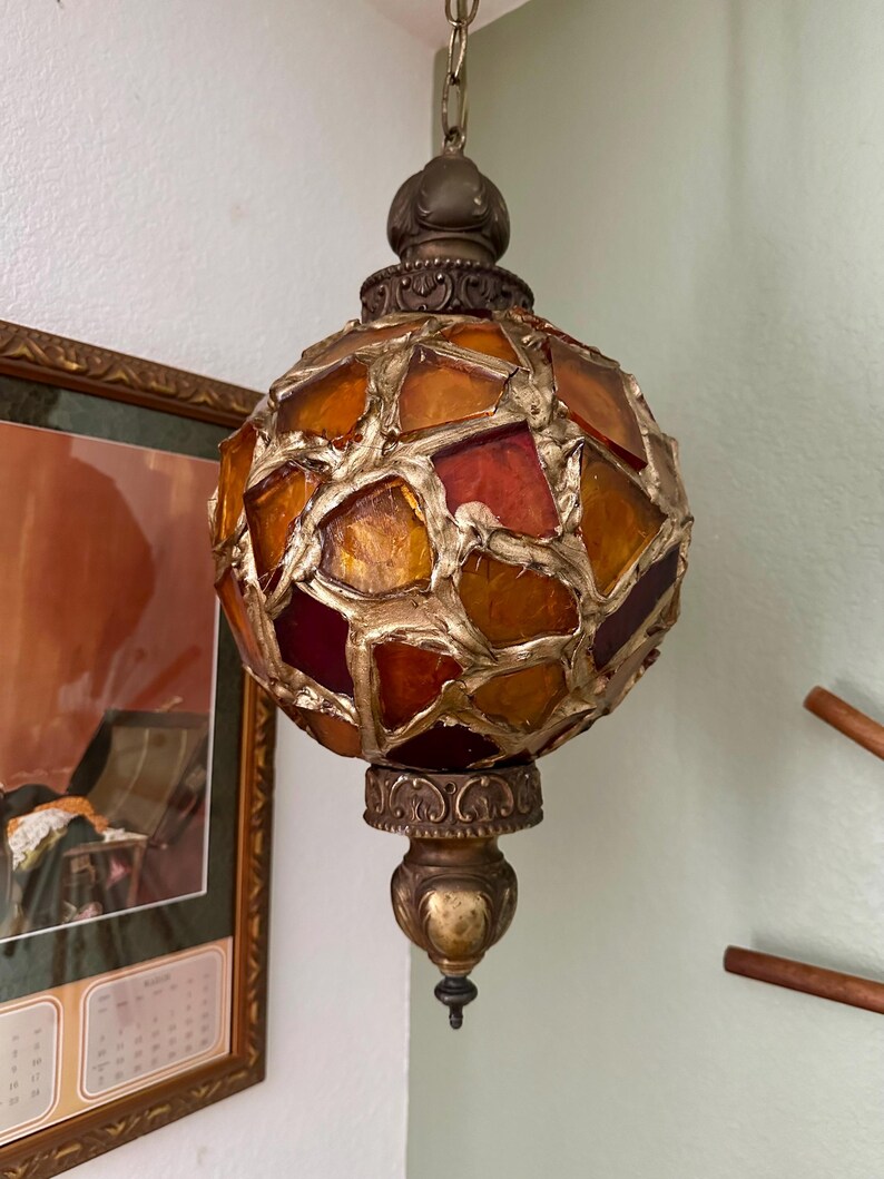 Mid Century Orange, Yellow and Red Chunky Swag Lamp - Etsy