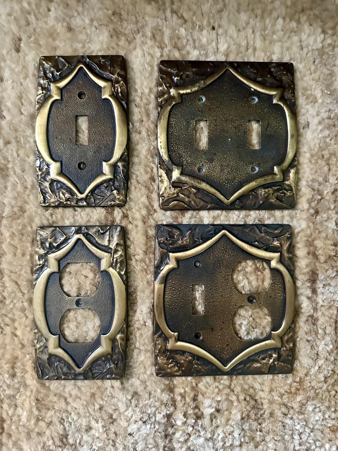 Vintage 60s 70s Amerock Antique Brass House Light Switch Plate Outlet ...