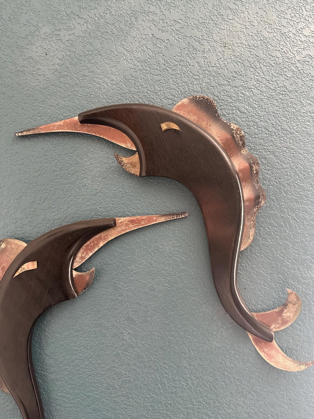 Pair Musketeer Mid Century Teak Brass Sword Fish - Etsy