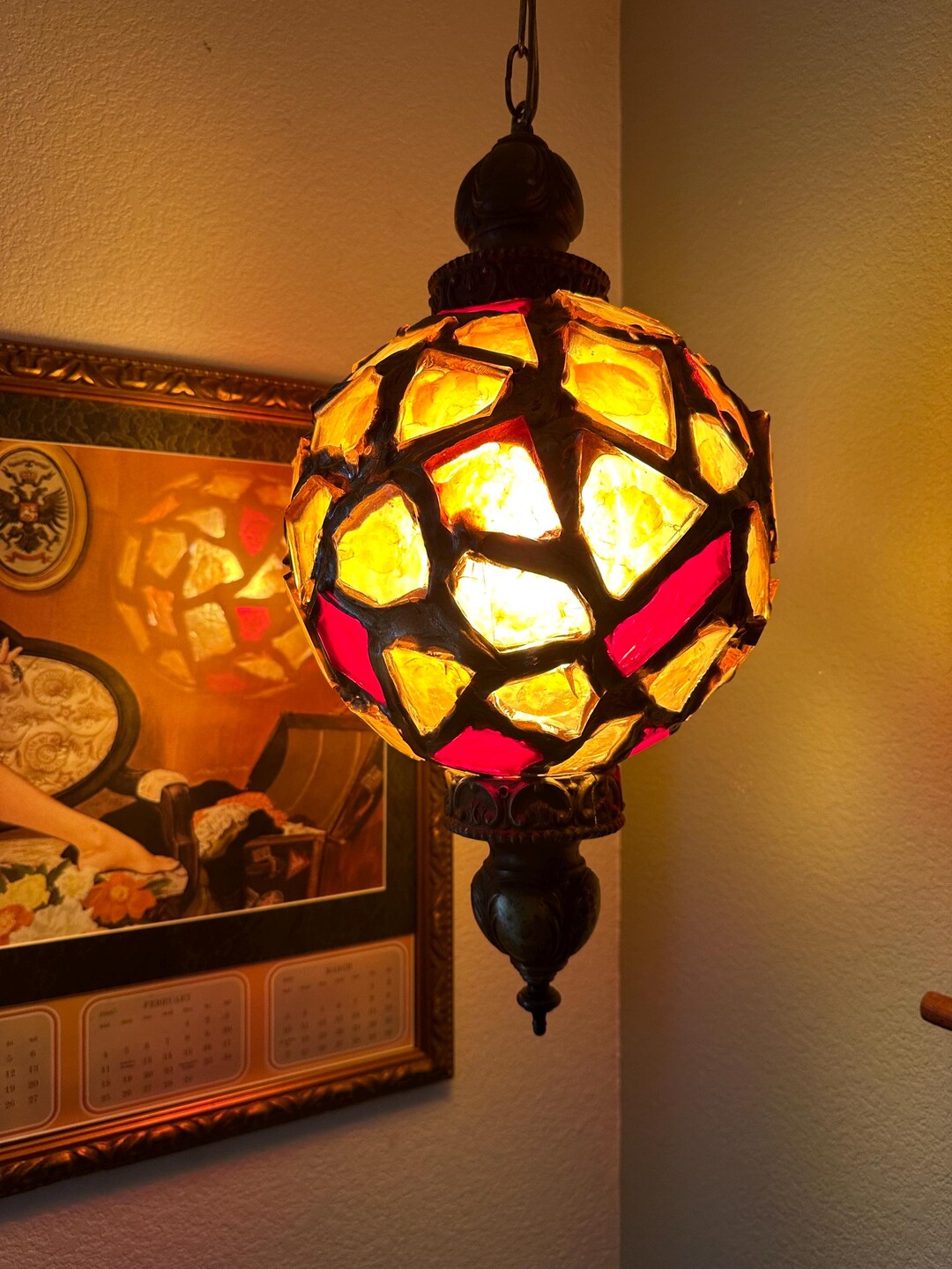 Mid Century Orange, Yellow and Red Chunky Swag Lamp - Etsy