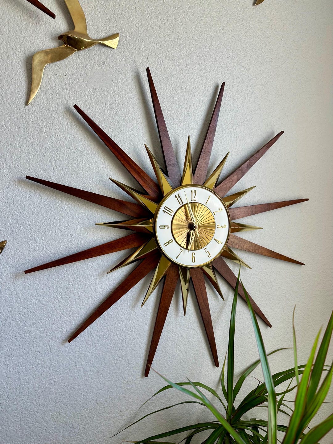Mid Century Elgin Starburst Wall Clock - Etsy