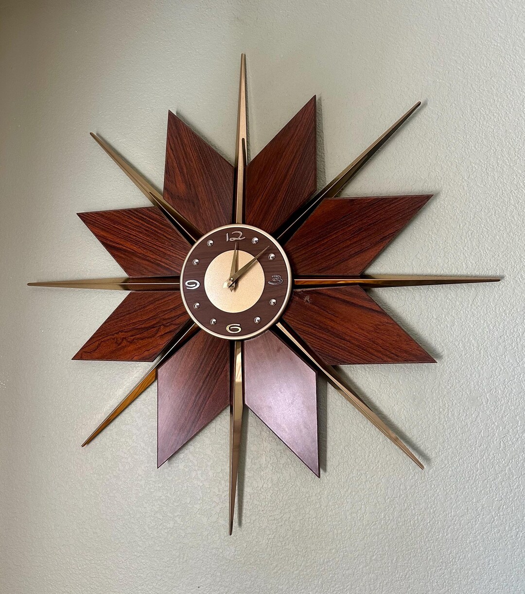 Mid Century Starburst Clock - Etsy