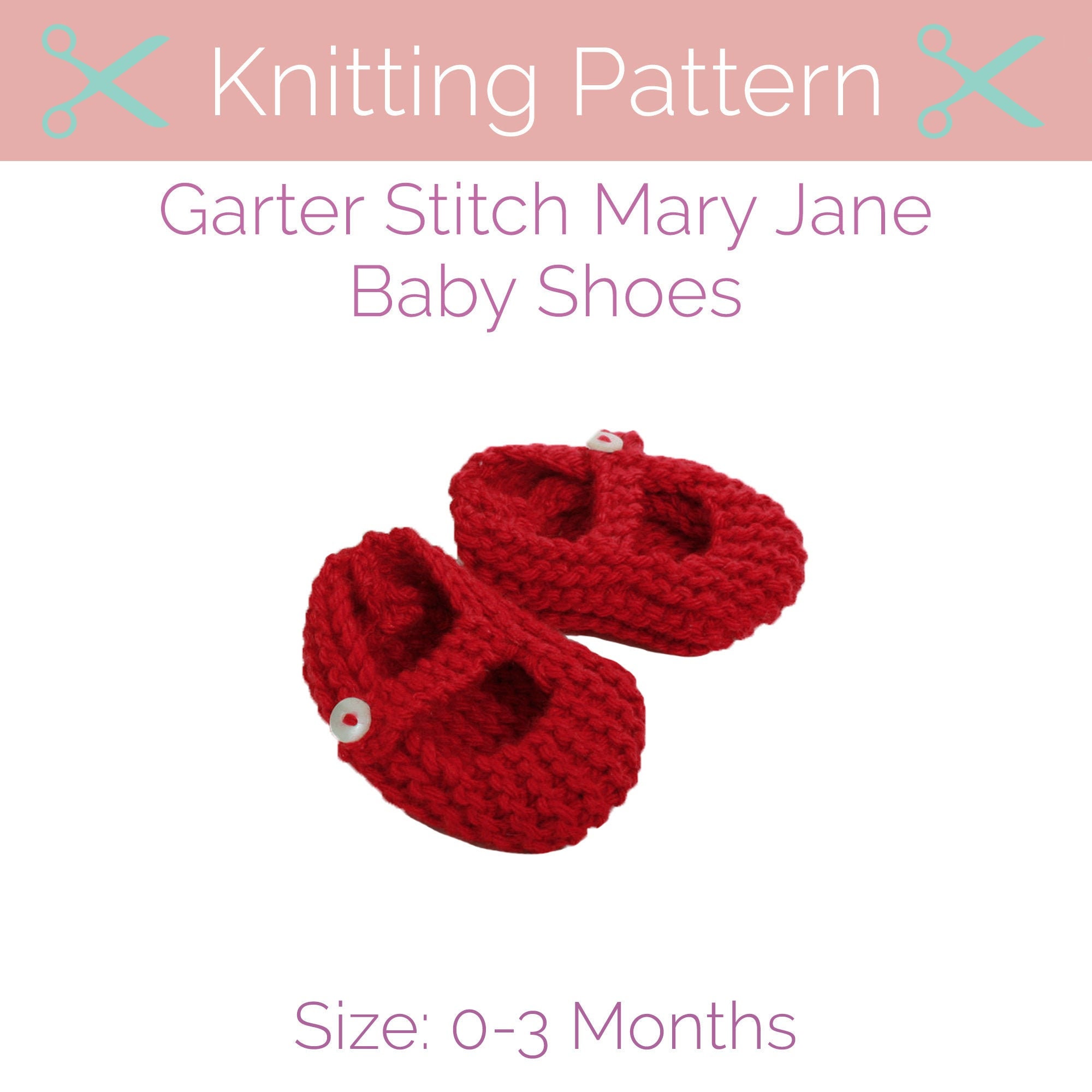 Knitting Pattern for Mary Jane Baby Shoes 0-3 Months - PDF Pattern ...