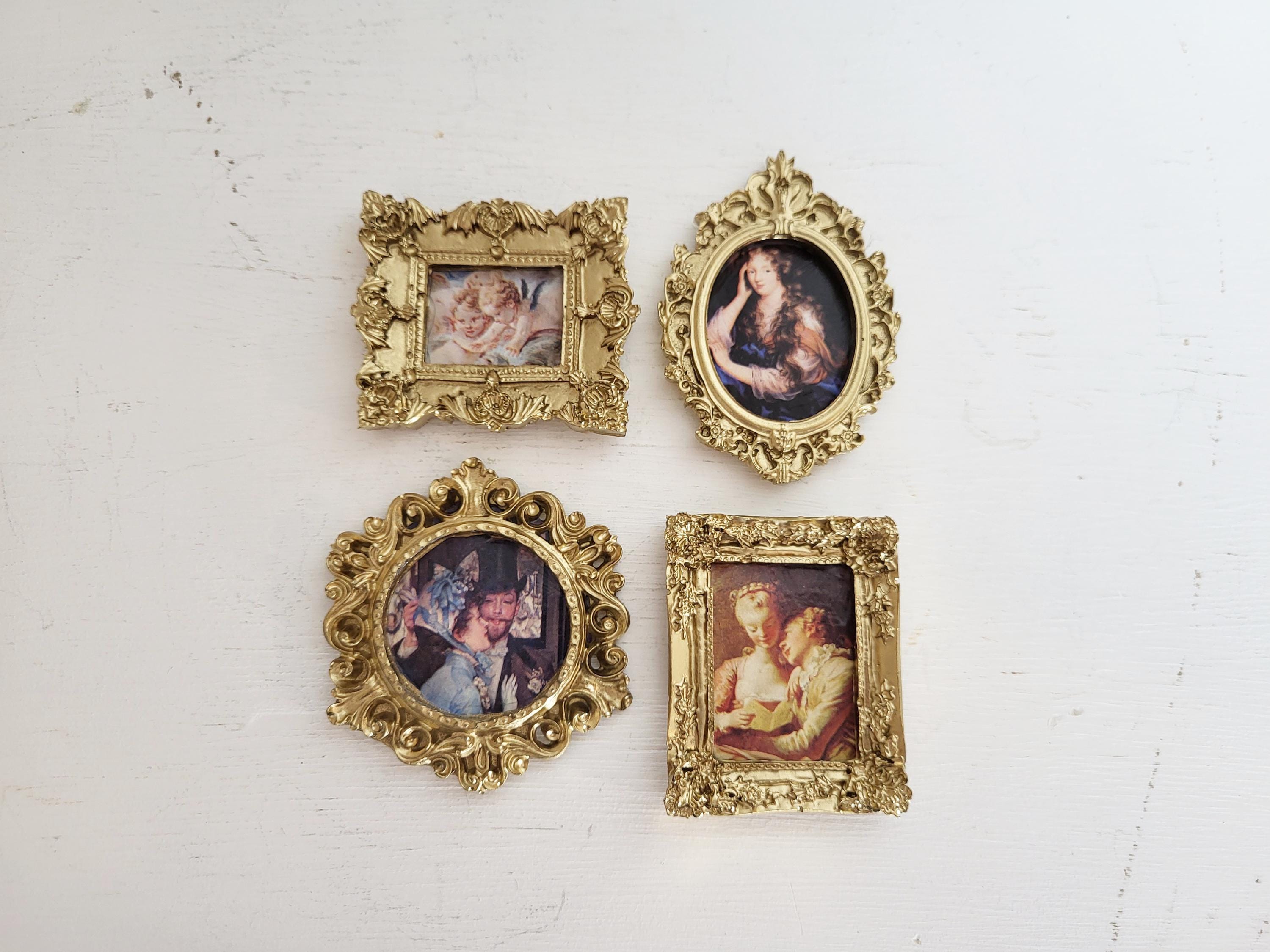 Vintage Resin Ornate Gold Refrigerator Frame Magnets, Mini Rococo Style ...