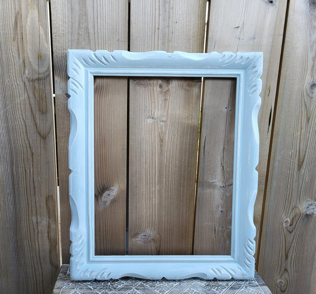 Vintage Wood French Country Frame, French Cottage Blue Frame ...