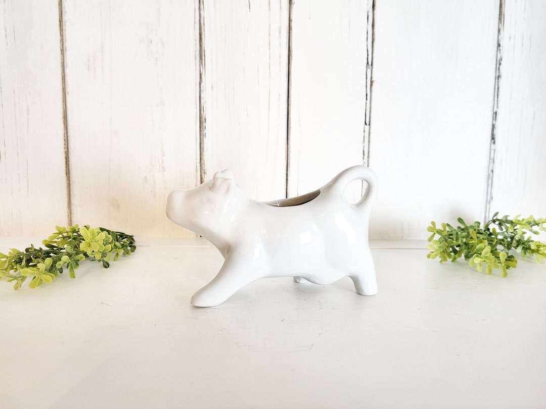 Vintage White Ceramic Cow Creamer Porcelain Farmhouse Kitchen Milk ...