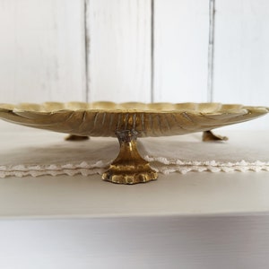 Vintage Solid Brass Footed Shell Trinket Dish, Retro Brass Scalloped ...