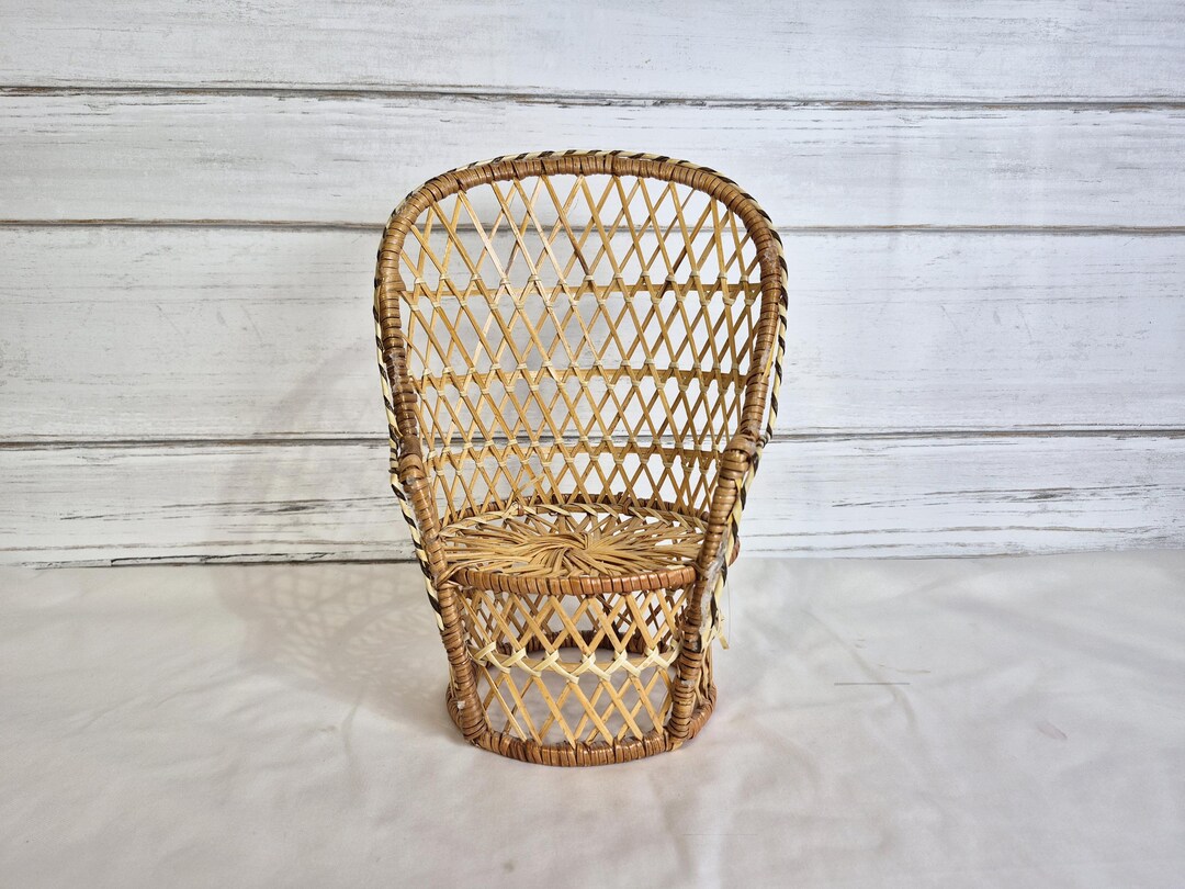 Vintage Wicker Doll Chair, Wicker Chair Planter, Boho Chic Home ...