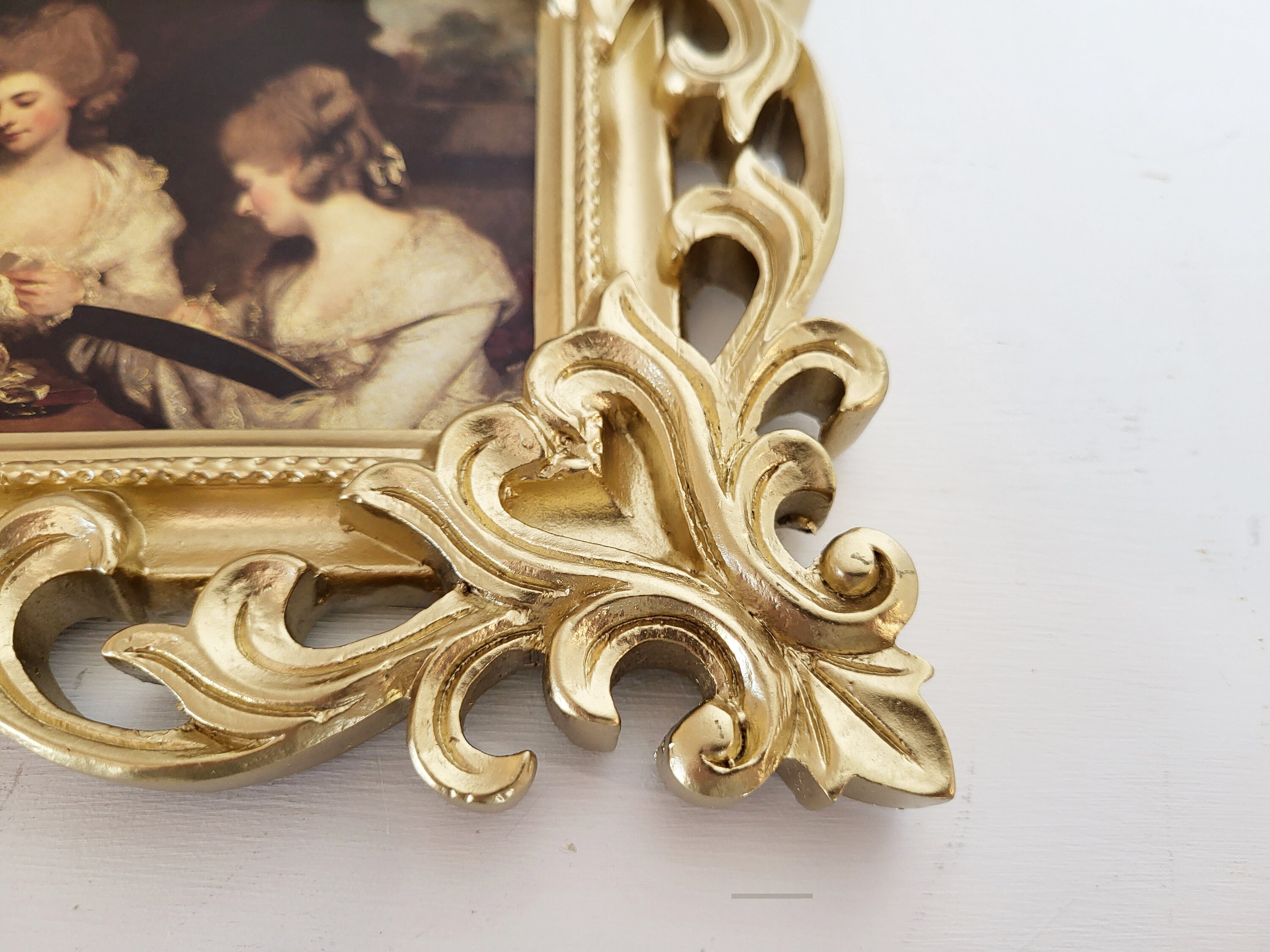 French Rococo Ornate Gold Gild Frame With Print Illustration of Rococo ...
